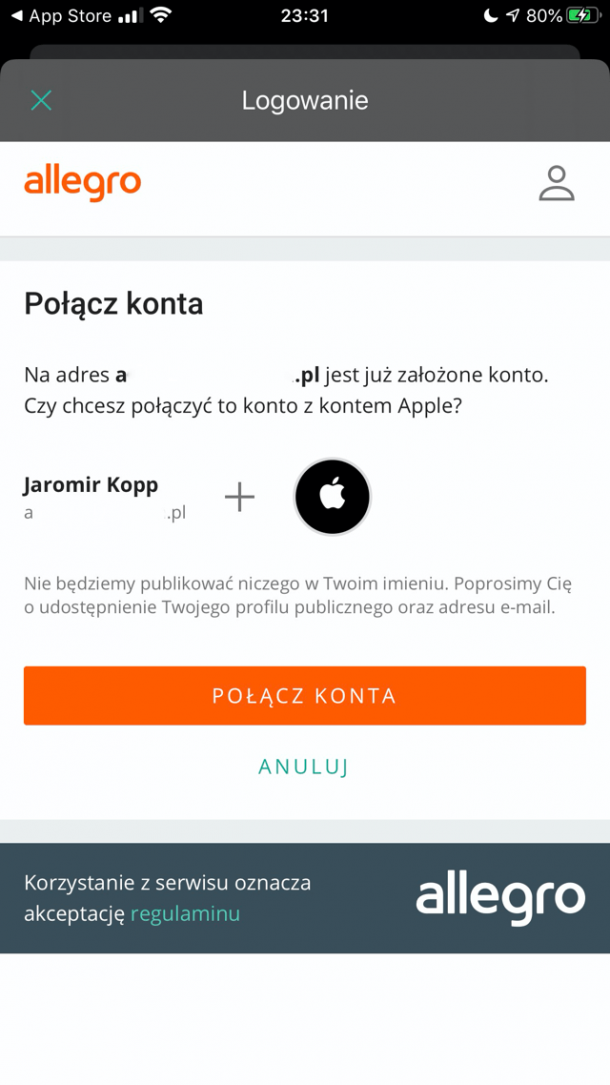 Aplikacja Allegro z Sign in with Apple | Mój Mac